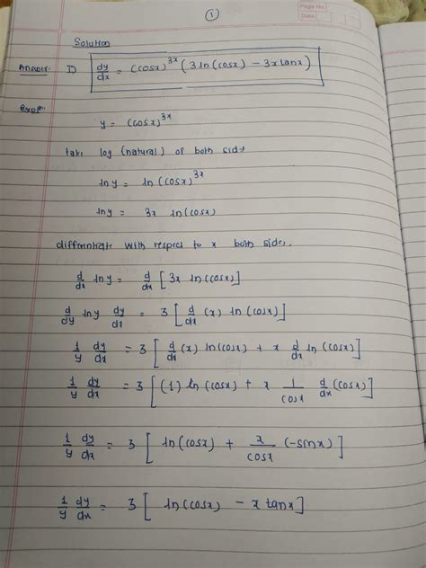 [solved] using logarithmic differentiation find the derivative of y