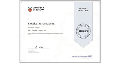 Khushalha Giduthuri On Linkedin Completion Certificate For Machine Learning For All
