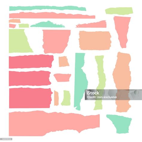 파스텔 색상의 세트는 긁힌 립 페이퍼의 줄무늬 포스터 로고 브러쉬 광고 템플릿 패턴 배너 아이콘 노트에 대한 벡터 디자인 요소 흰색 격리 된 배경입니다 공간을 복사합니다