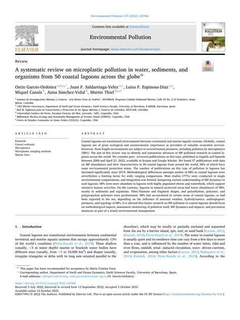 Pdf A Systematic Review On Microplastic Pollution In Water Sediments And Organisms From 50