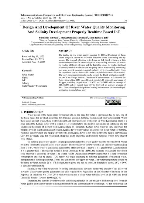Pdf Design And Development Of River Water Quality Monitoring And Salinity Development Properly