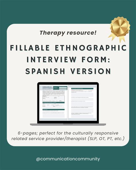 Spanish Ethnographic Interview Form For Speech Therapy And Service Providers Pediatric