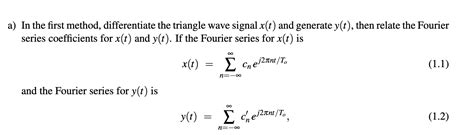 Solved Fourier Series For A Triangle Wave In This Chegg