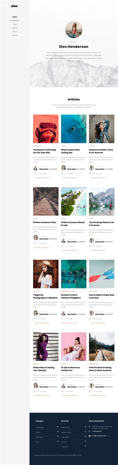 Elen Free Blogger Html Template
