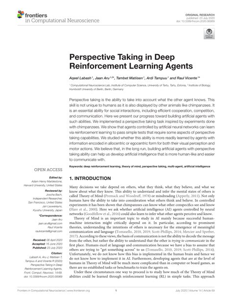 Pdf Perspective Taking In Deep Reinforcement Learning Agents