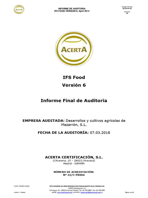 Ifs Informe V6 Audit Report Pdf Auditoría Jerga Corporativa