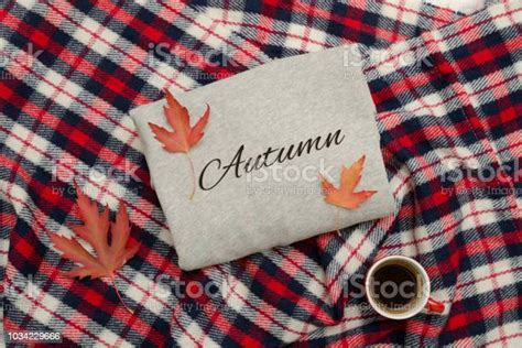 회색 스웨터 격자 무늬와 커피잔입니다 가 단풍 세련 된 개념 가을에 대한 스톡 사진 및 기타 이미지 가을 개념 구도