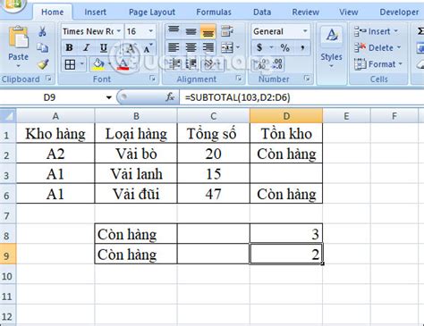 how to use the subtotal function in excel