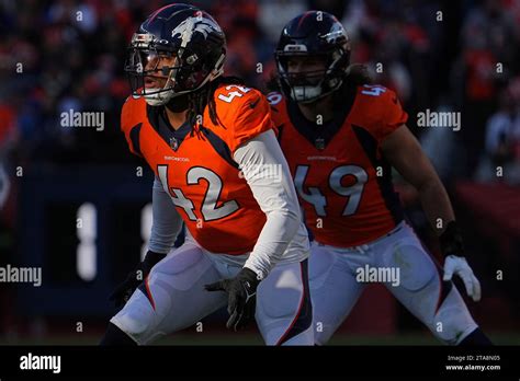 Denver Broncos Linebacker Nik Bonitto 42 Against The Cleveland Browns