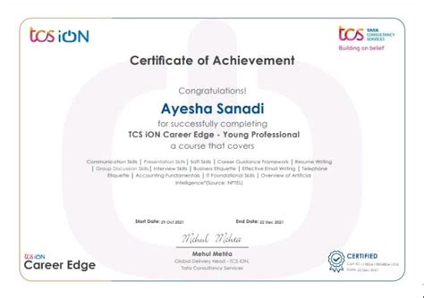 Hey Guys I Have Successfully Completed The Tcs Ion Career Edge Young