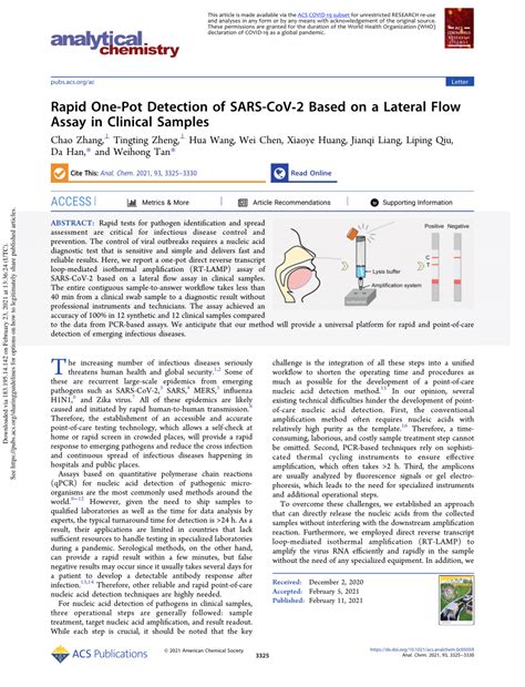 PDF Rapid One Pot Detection Of SARS CoV Based On A Lateral Flow Assay In Clinical Samples