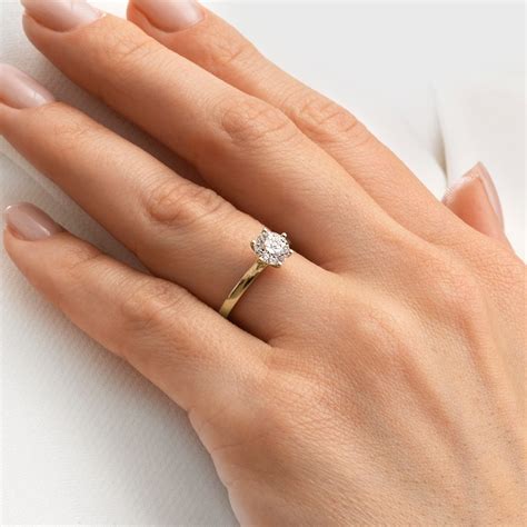 1 Carat Diamond Yellow Gold Engagement Ring Klenota