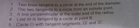 Solved Two Lines Tangent To A Circle At The End Of The Diameter 2 The Two Tangents To A