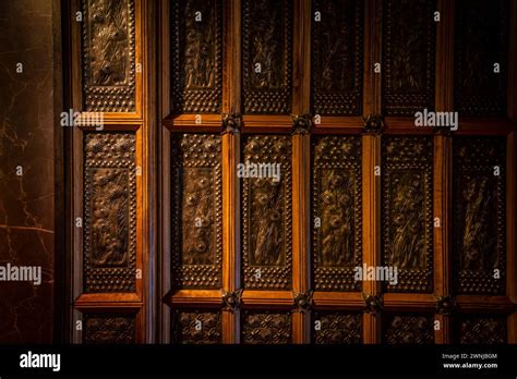 Detail of a door on the stairway to the first floor of Palau Güell