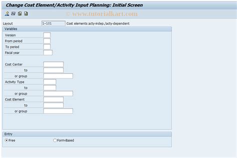 KP SAP Tcode Change CElem Activity Input Planning