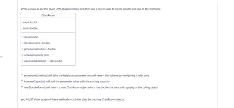 Solved Write A Class As Per The Given UML Diagram Below And Chegg