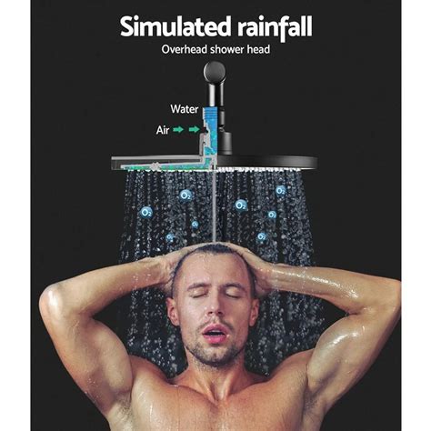 Cefito 9 Rain Shower Head Set Handheld Round High Pressure Black