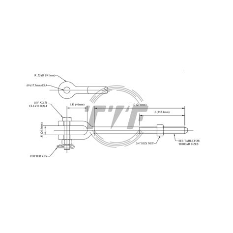 Clevis Bolt Rated Tenslile Strength 18350 Lbs Ttf Power