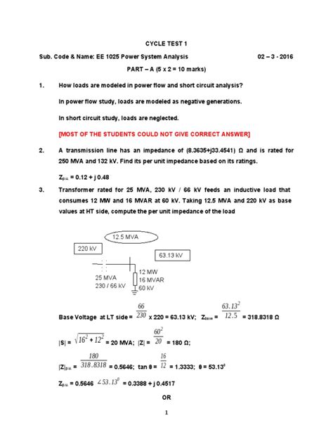 Cycle Test 1 Pdf Electrical Impedance Electronic Engineering