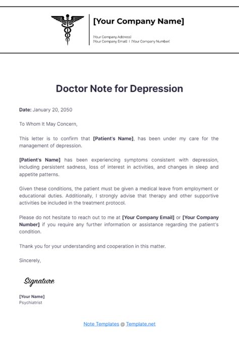 Doctors Note For Depression