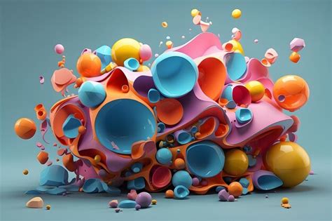 3d bubbles illustrations colorful objects different shapes premium ai