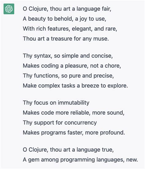 ode to clojure by chatgpt r clojure