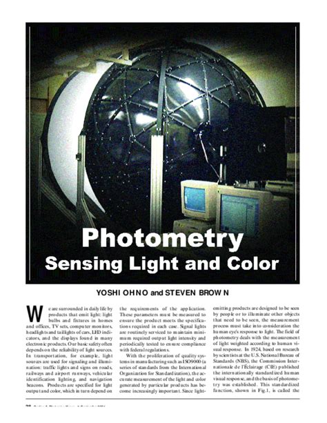 Pdf Photometry Sensing Light And Color Yoshi Ohno