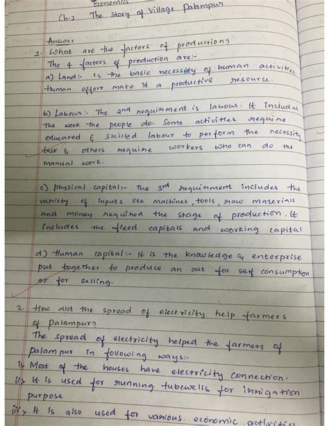 Solution The Story Of Village Palampur Class9 Notes Studypool