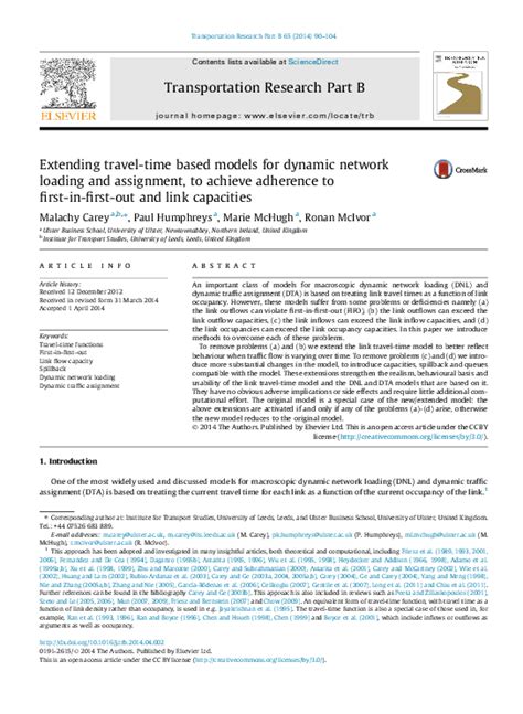 Pdf Extending Travel Time Based Models For Dynamic Network Loading And Assignment To Achieve