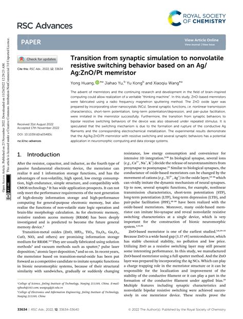 Pdf Transition From Synaptic Simulation To Nonvolatile Resistive