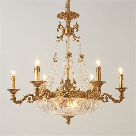 法式水晶客厅灯欧式美式奢华复古脱蜡铜灯别墅卧室灯书房全铜吊灯 虎窝淘