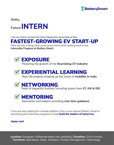 battery smart on linkedin hiring internshipopportunity