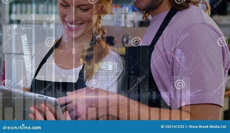 Animation Of Data Processing Over Diverse People Using Tablet Stock Video Video Of Adult