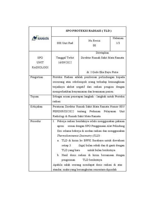 Ramata Spo Proteksi Radiasi Tld Pdf