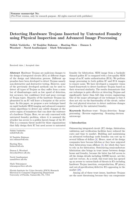 Pdf Detecting Hardware Trojans Inserted By Untrusted Foundry Using Physical Inspection And