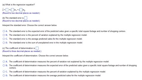 Solved Use Technology To Find A The Multiple Regression