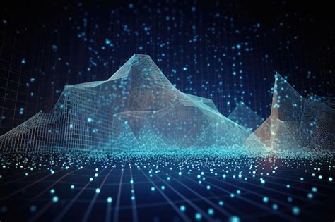 화면에 빛나는 선과 도표가 있는 디지털 그래프 빅 데이터 분석 제너레이티브 Ai 프리미엄 사진