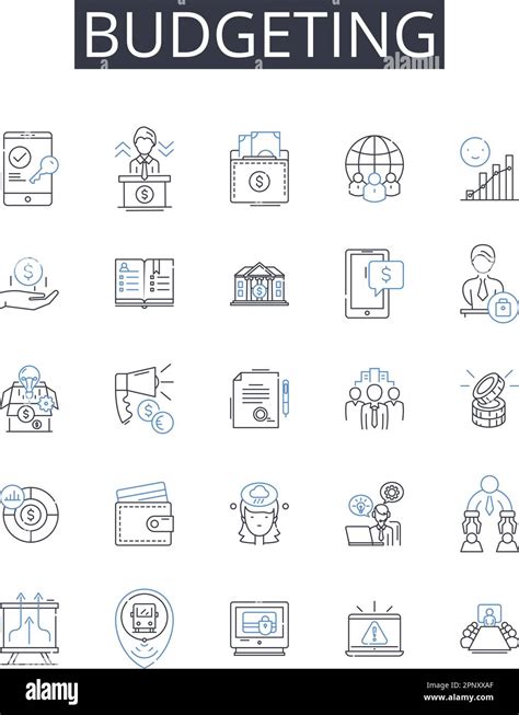 Budgeting Line Icons Collection Accounting Financing Saving