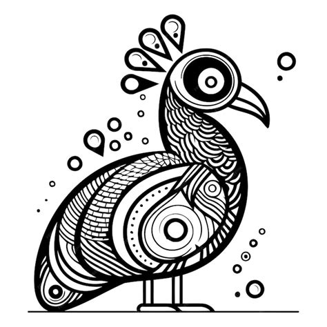 Premium Vector Peacock Hand Drawn Vector Illustration Coloring Page