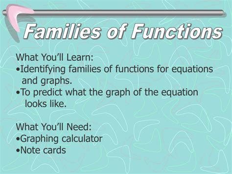 Families Of Functions