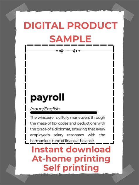 Payroll Definition Print Funny Office Decor Digital Download Etsy