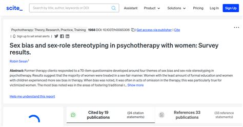 Sex Bias And Sex Role Stereotyping In Psychotherapy With Women Survey