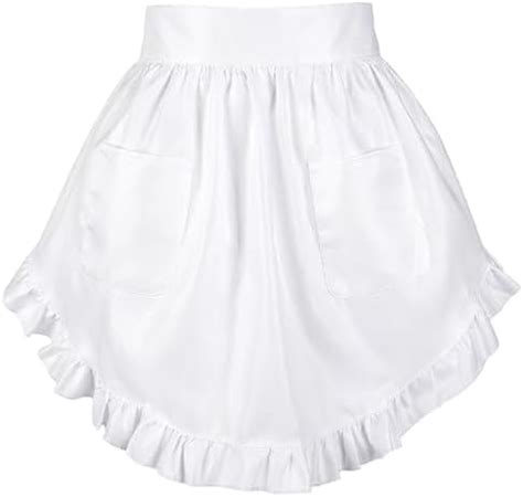 Qulkws White Waist Apron Cosplay Waist Apron Waists Aprons