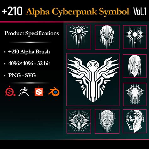 Artstation 210 Alpha Cyberpunk Symbols Vol1