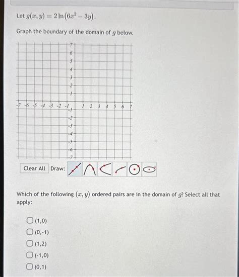 Solved Let G X Y 2ln 6x2−3y Graph The Boundary Of The