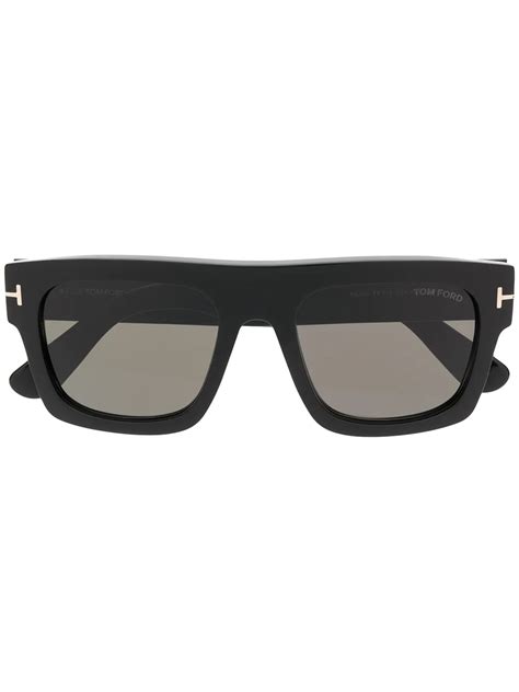 Tom Ford Mens Shiny Black Ft0711 Fausto Square Frame Acetate Sunglasses