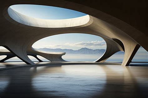 Futuristic Architecture With Fluid Design Organic Shapes And Curved Lines Stock Illustration