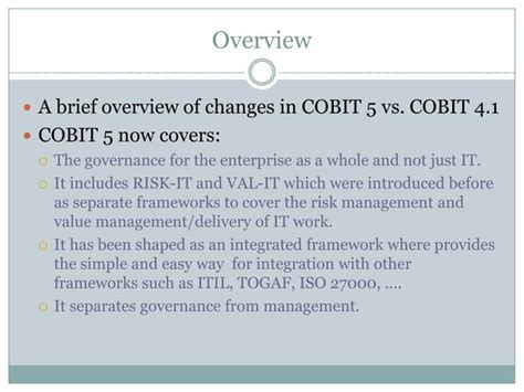 COBIT 5 4 1 Comparison PPTX