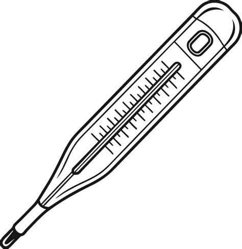 Medical Thermometer Black And White Illustration 55057796 Vector Art