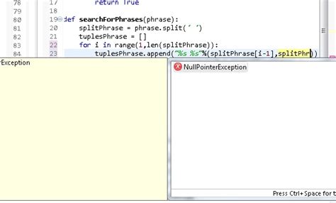 Eclipse Python Pydev Ctrlspace Returns Nullpointerexception